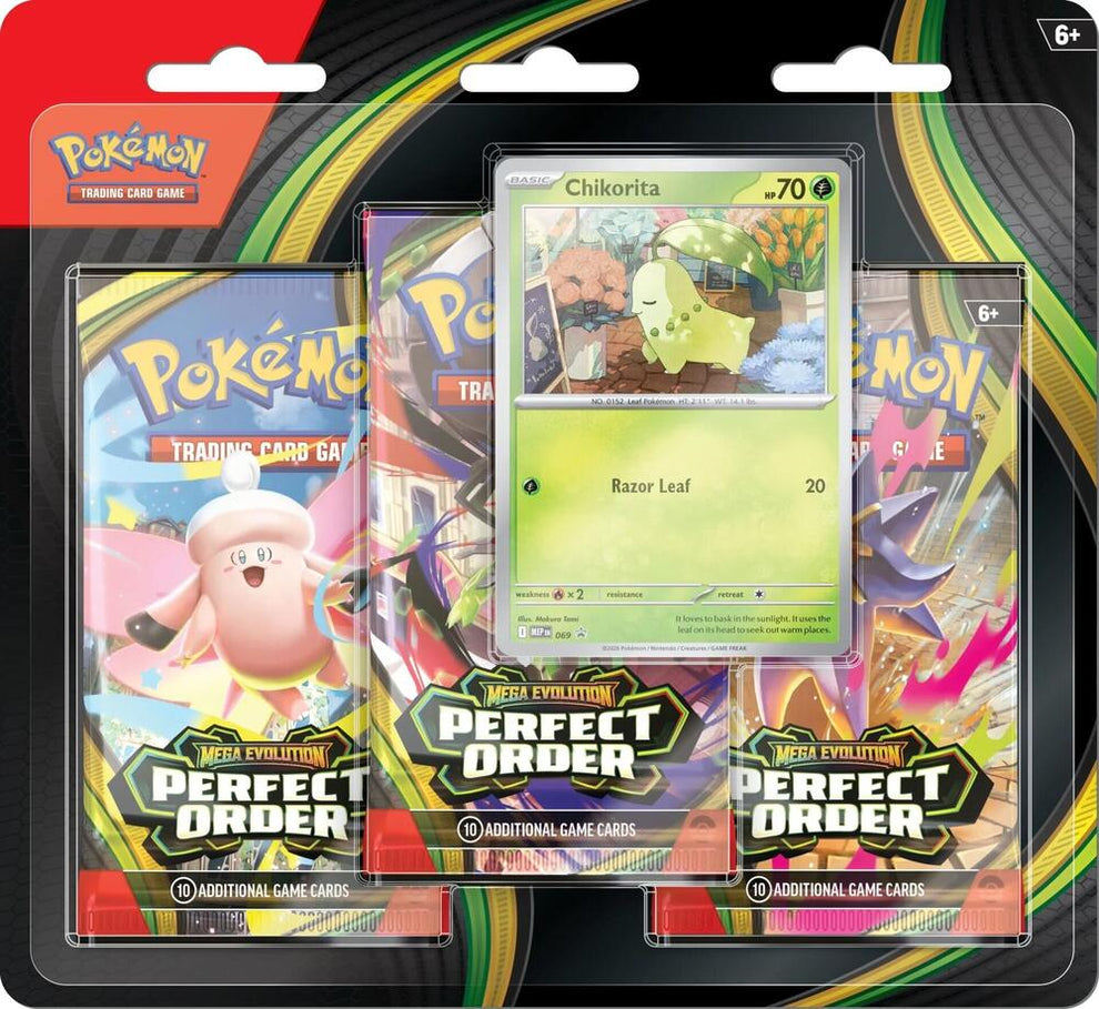 Perfect Order 3 Pack Blister [Chikorita] | PokeStash NZ – Poke Stash